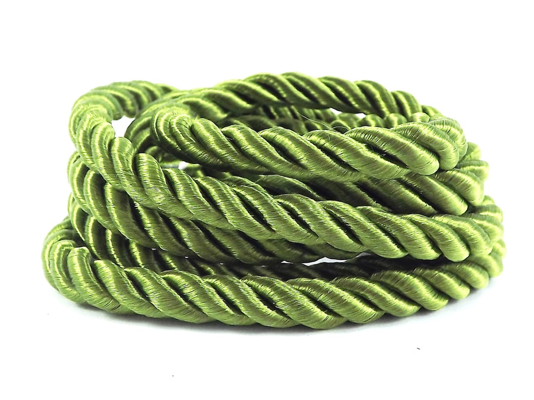 Meadow Green 5mm Twisted Rayon Satin Rope Silk Braid Cord - 3 Ply Twist ...