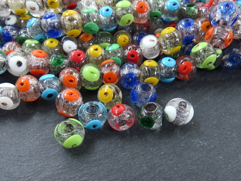 Clear Evil Eye Beads Rainbow Colorful Glass Eye Beads Chunky - Etsy