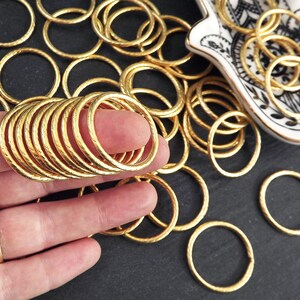 Round Link Connector, Textured Ring Link, Circle Link, Gold Charm Link ...