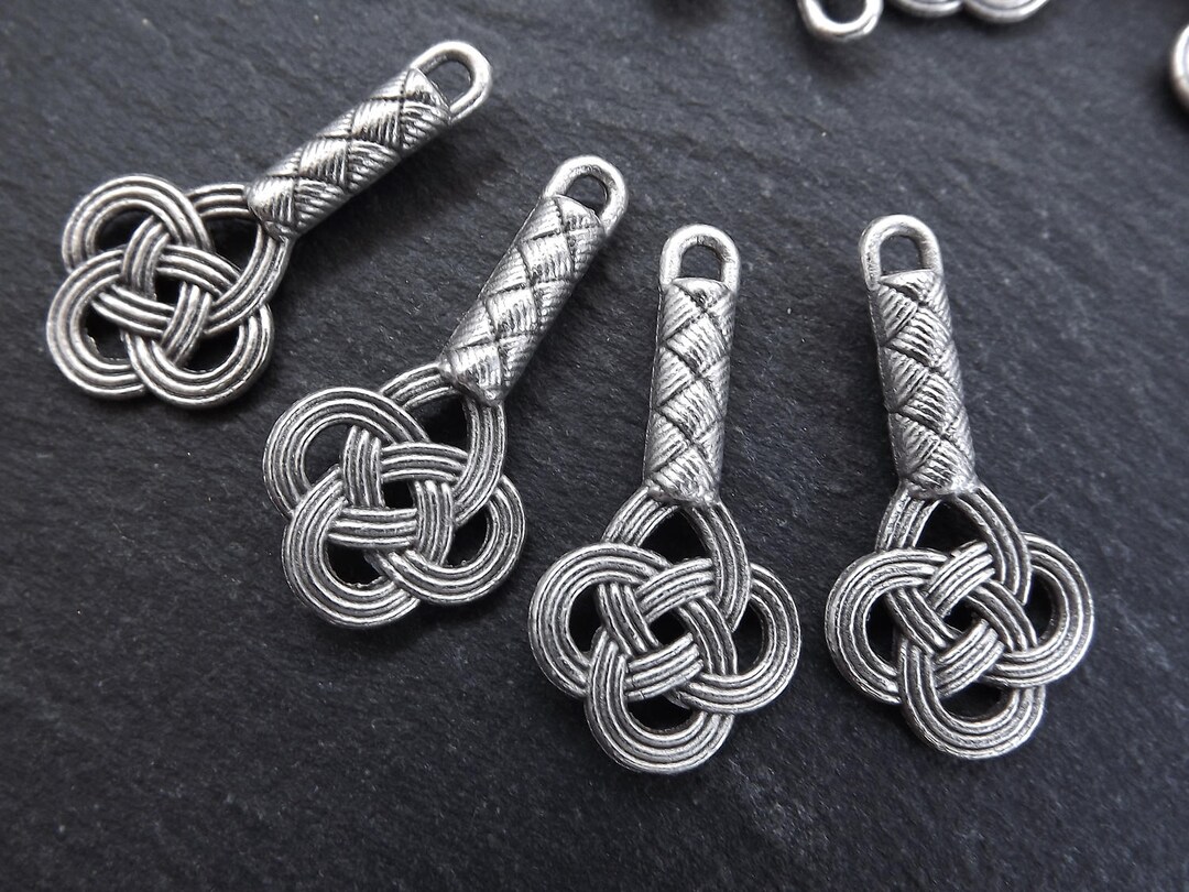 Chinese Flower Knot Charm Pendant, Silver Charms, Jewelry Making ...