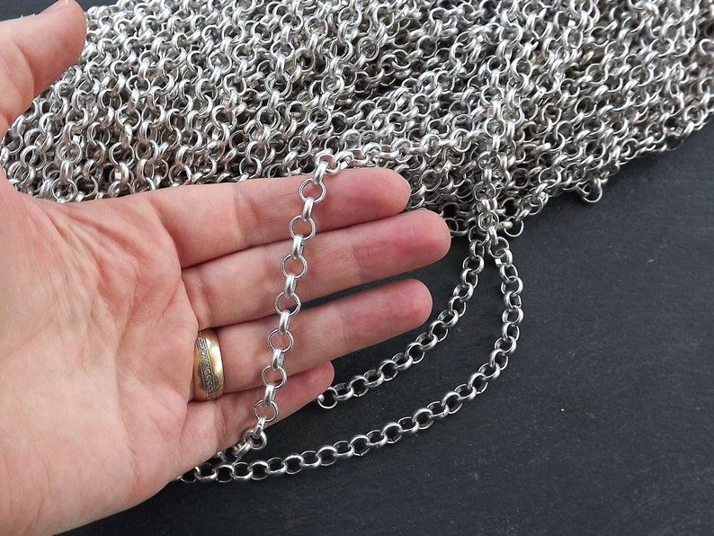 7mm Silver Rolo Chain Chunky Thick Round Link Rolo Chain - Etsy