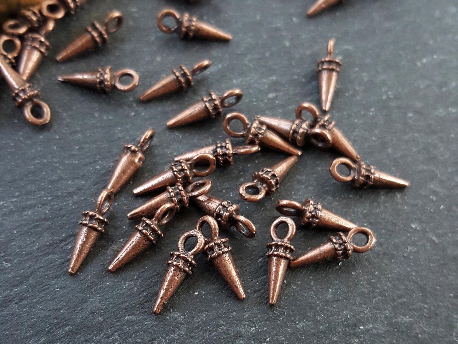 Copper Pendulum Hellenic Spike Charms Mini Pointy Drop Charm - Etsy