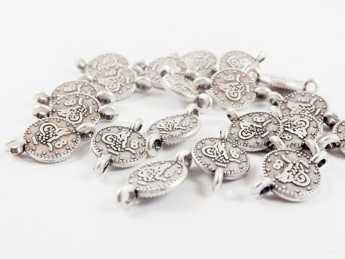 Mini Round Coin Charm Coin Connectors Silver Coin Replica | Etsy