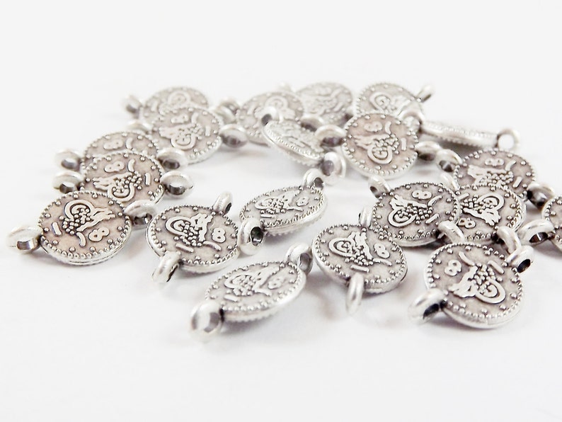 Mini Round Coin Charm Coin Connectors Silver Coin Replica | Etsy