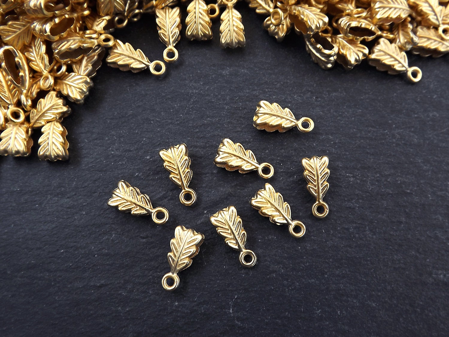 Gold Leaf Bails Mini Bails Pendant Bails Gold Bails Small | Etsy