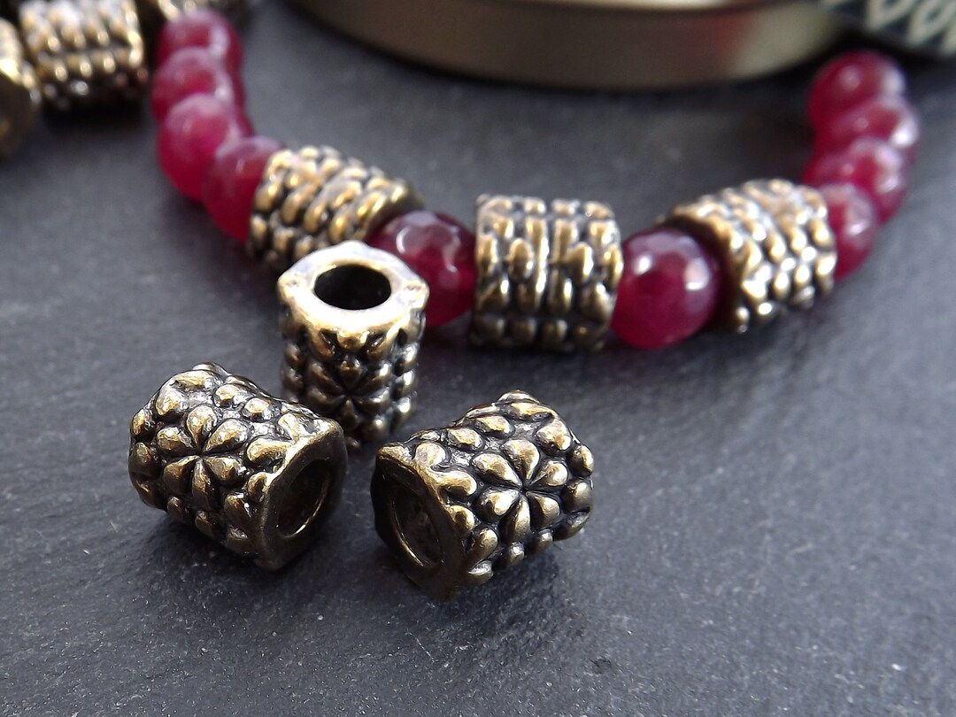 Large Bronze Bubble Tube Bead, Barrel Bead, Statement Beads, Bracelet ...