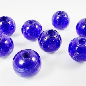 8 Chunky Artisan Handmade Blueberry Blue Glass Bead - 13mm - BE156 - Etsy