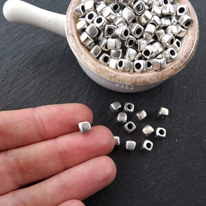 Small Square Nugget Silver Bead Spacers, Organic Square Beads, Greek ...