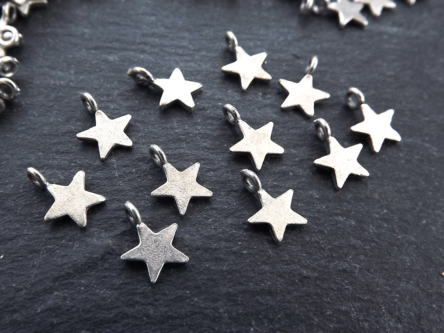 20 Silver Mini Star Charms Silver Stars Tiny Star Charms | Etsy