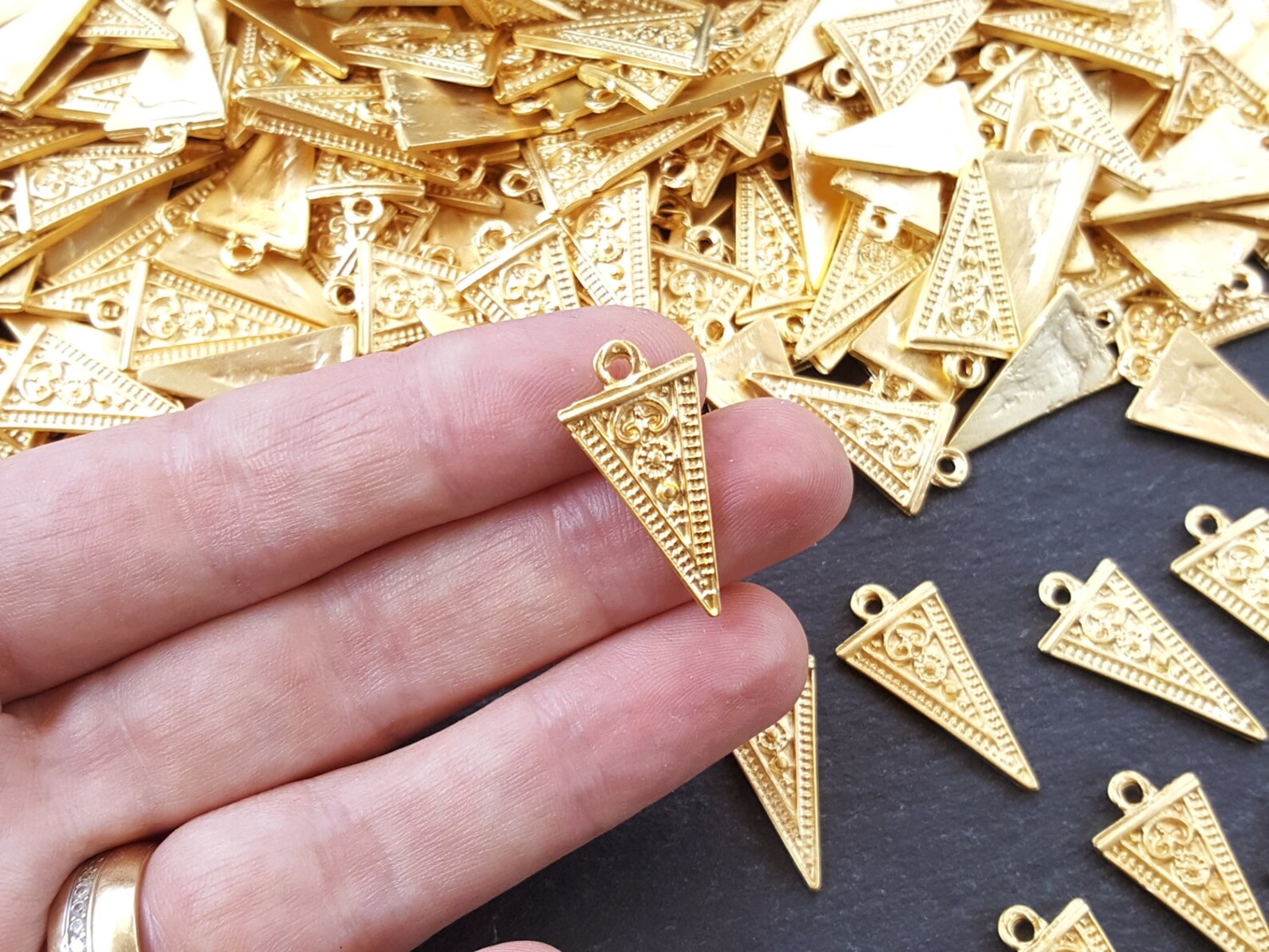 Triangle Spike Charm Pendants Gold Spike Gold Triangle | Etsy