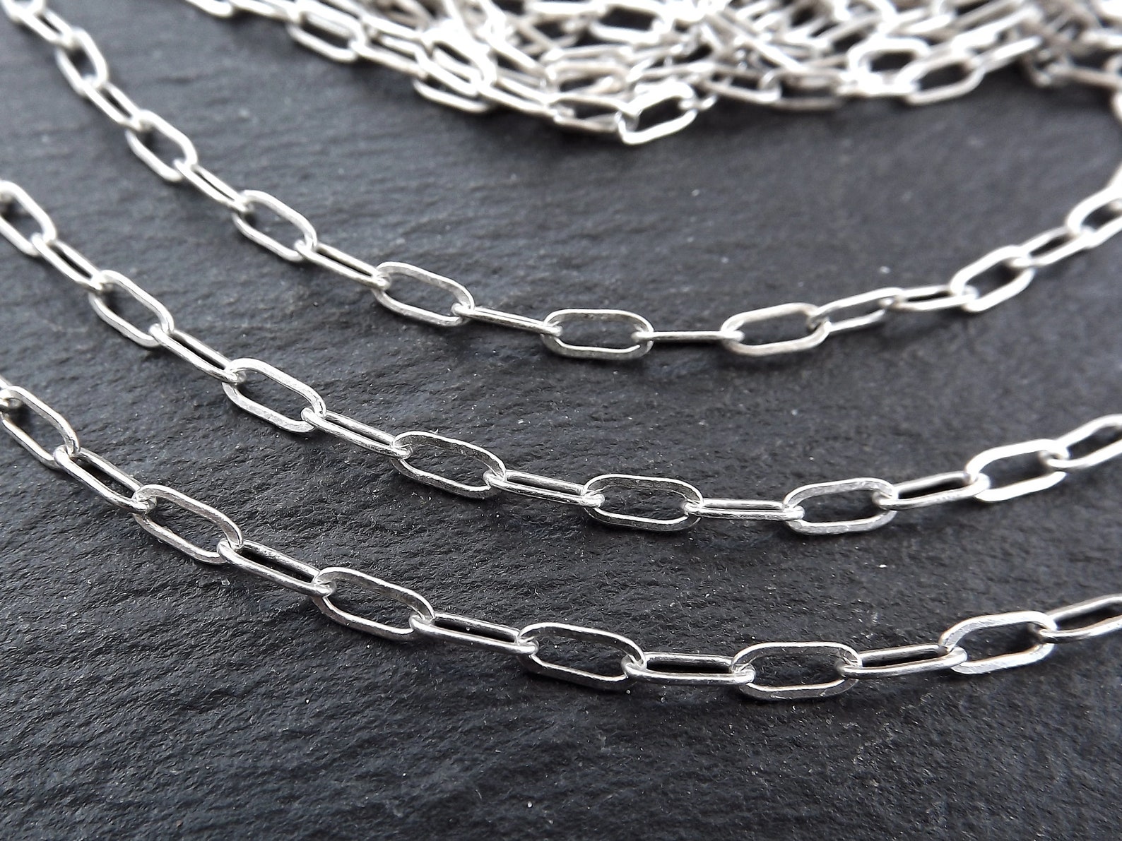 Pressed Long Link Cable Chain 6 X 2.5mm, Matte Antique Silver Plated 1 ...