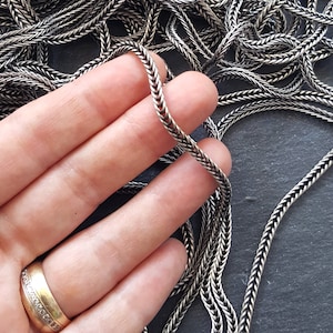 Silver Foxtail Chain, Bali Woven Rope Chain, Braided Chain, 3mm Fox ...