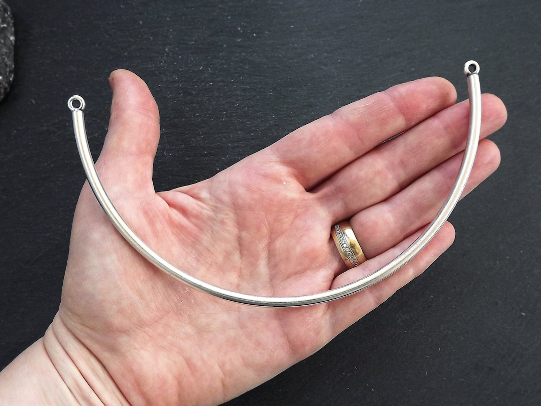 Silver Wire Choker With Loops, Thick Half Choker Necklace Blank, Wire ...