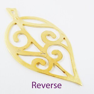 Large Fretwork Leaf Pendant Charm 22k Matte Gold Plated 1PC - Etsy
