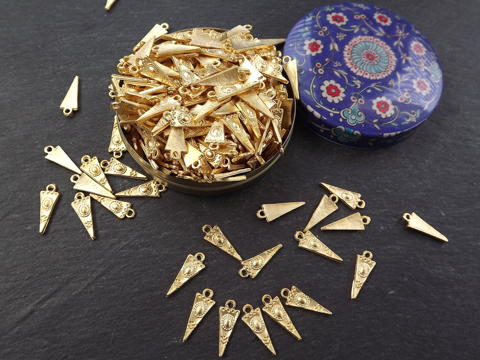 10 Mini Tribal Triangle Spike Charms Gold Charms Gold - Etsy