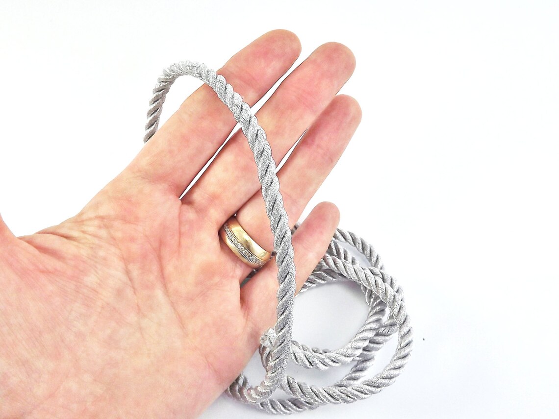 Metallic Silver Rope, 5mm Rope, Twisted Rope, Rayon Rope, Braid, Silver ...