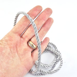 Metallic Silver Rope, 5mm Rope, Twisted Rope, Rayon Rope, Braid, Silver ...