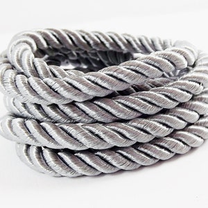 Light Gray 5mm Twisted Rayon Satin Rope Silk Braid Cord 3 Ply Twist 1 ...