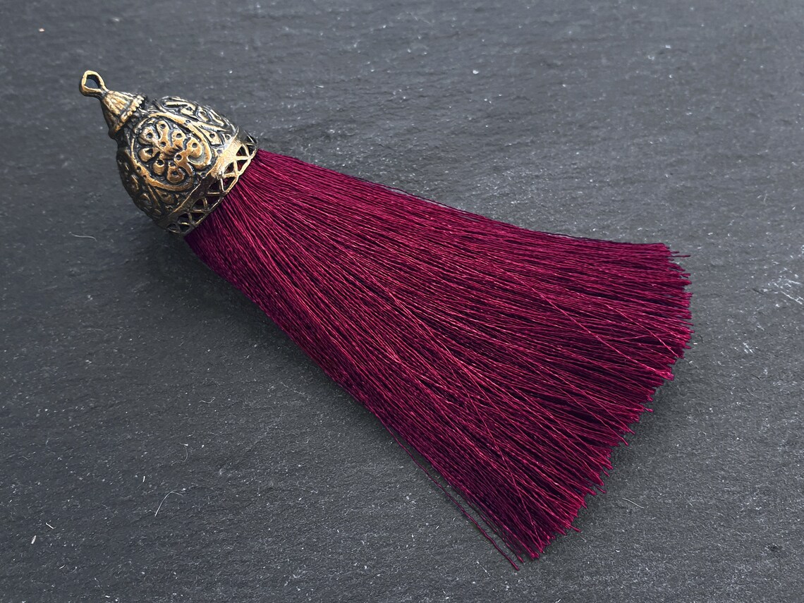 Burgundy Tassel Pendant Thick Silk Thread Tassel Pendant | Etsy