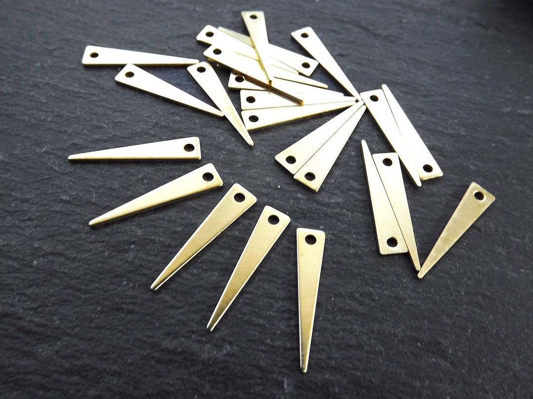 25 Raw Brass Small Triangle Spike Pendant Charm Blank, Earring ...