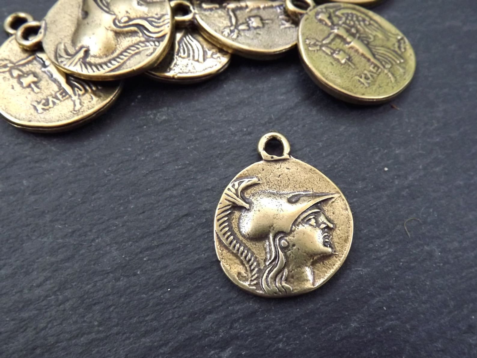 Greek Medallion Rustic Cast Coin Pendant Pamphylia Silver Tetradrachm ...