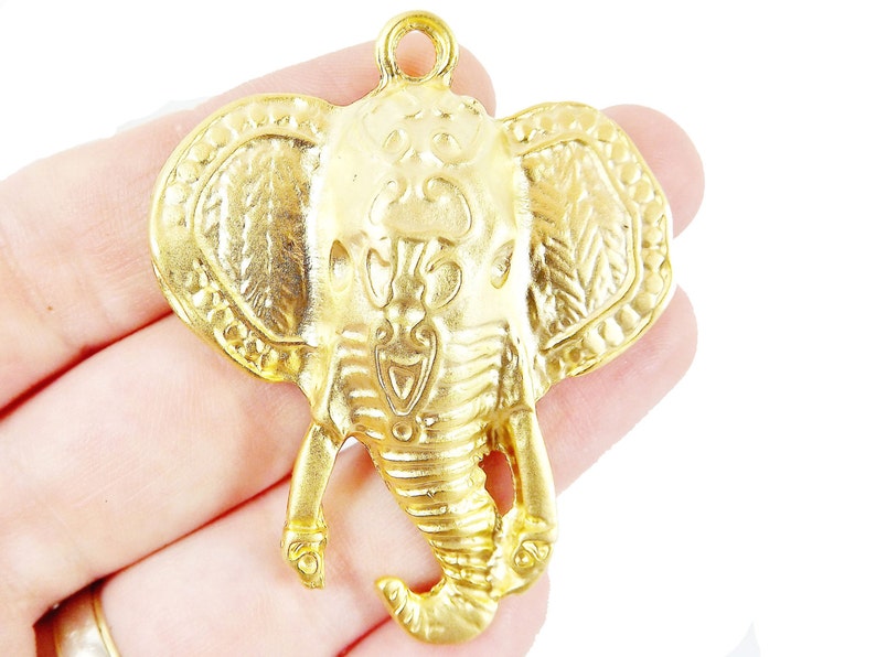 Exotic Elephant Head Pendant - 22k Matte Gold Plated - 1PC - Etsy