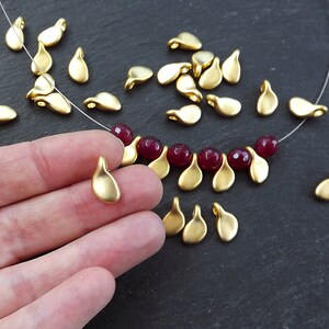 Gold Pinched Drop Paddle Beads, Mykonos Greek Beads, Organic Metal ...