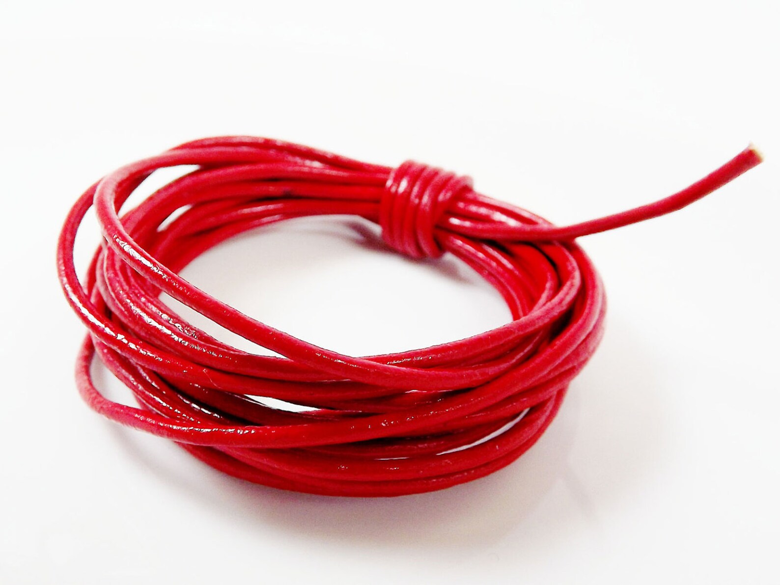 2mm Round Leather Cord Scarlet Red - 3 Meters - 9ft Feet 10 Inches ...
