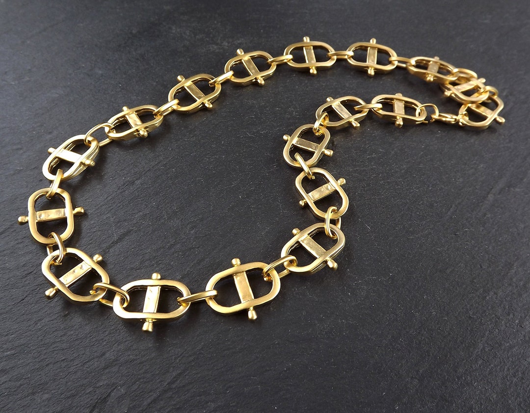 Gold Necklace Chain With Clasp, Chunky Statement Chain, Empty Chain ...