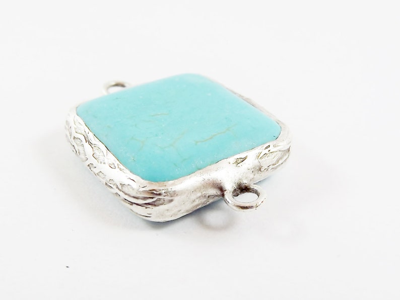 Turquoise Pendant, 22mm, Square Pendant, Turquoise Stone, Blue ...