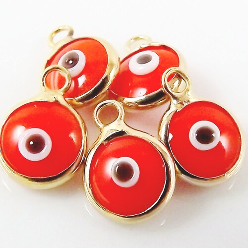 5 Mini Navy Blue Evil Eye Nazar Artisan Glass Bead Charms - Etsy