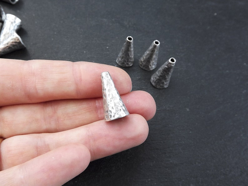 4 Large Hammered Cone Bead End Caps Round Beadcaps Matte | Etsy