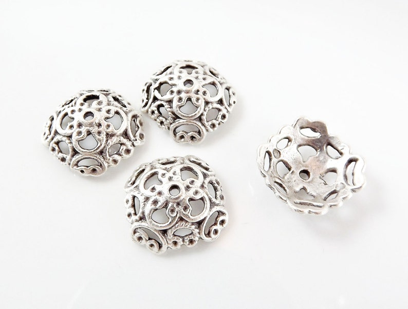 4 Shallow Lace Bead End Caps 18mm Wide Matte Silver Plated - Etsy
