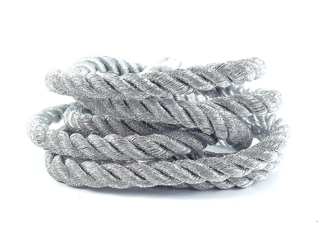 Metallic Silver Rope, 5mm Rope, Twisted Rope, Rayon Rope, Braid, Silver ...