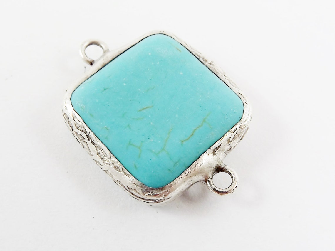 Turquoise Pendant, 22mm, Square Pendant, Turquoise Stone, Blue ...