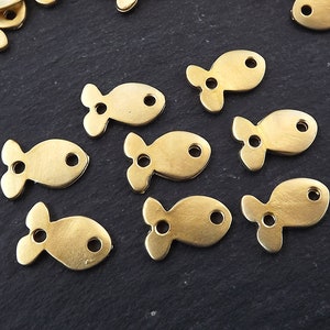 Gold Fish Charms, Gold Fish Connectors, Mini Fish Charms, Small Gold ...