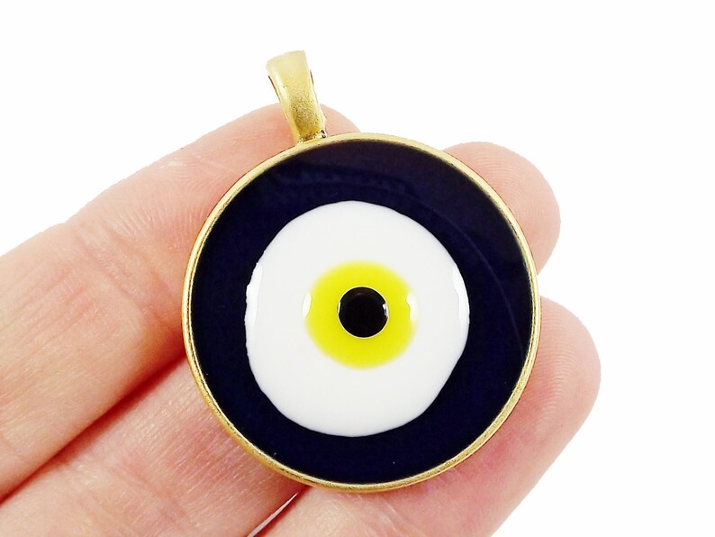 Quirky Navy Blue Lucky Enamel Resin Evil Eye Pendant 22k - Etsy