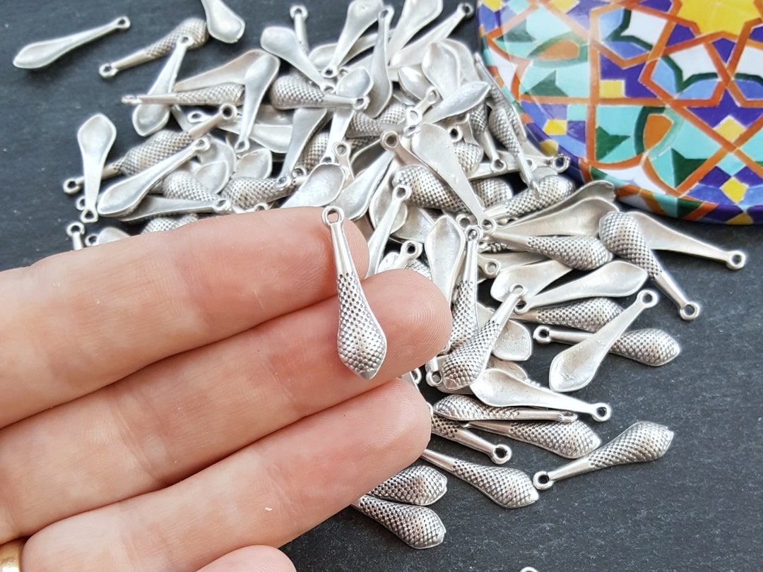 Silver Teardrop Pendulum Charms, Teardrop Dangle, Teardrop Charm ...