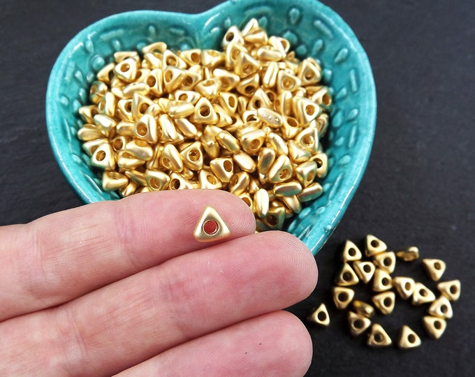 Gold Triangle Bead Spacer, Greek Mykonos Beads, Rustic Nugget ...