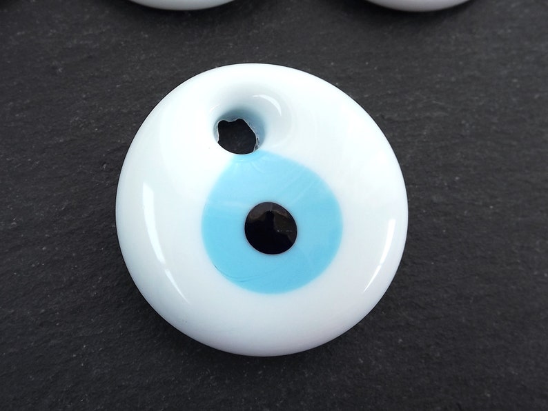 White Evil Eye Bead Pendant Turkish Nazar Glass Protective - Etsy