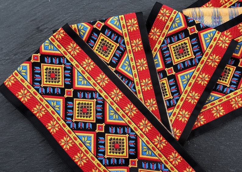Ethnic Ribbon, Geometric, Diamond, Blue, Red, Yellow, Woven ...
