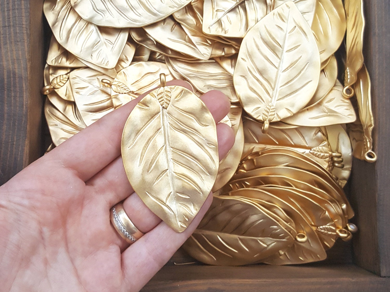 Large Gold Leaf Pendant, Fall Jewelry, Fall Pendant, Necklace Pendant ...