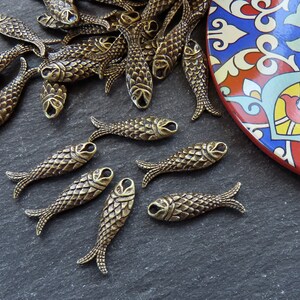 6 Rustic Double Sided Fish Charms, Good Luck Charm, Prosperity Symbol ...