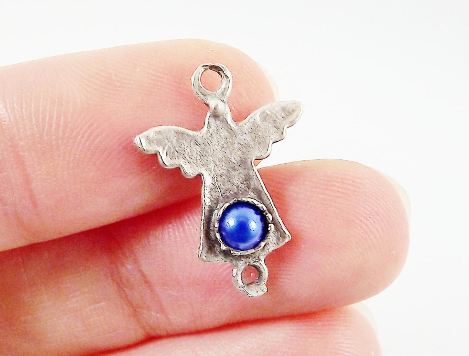 NEW 3 Mini Angel Charm Connectors With Royal Blue Bead - Etsy