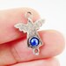 NEW - 3 Mini Angel Charm Connectors With Royal Blue Bead - Matte Silver ...