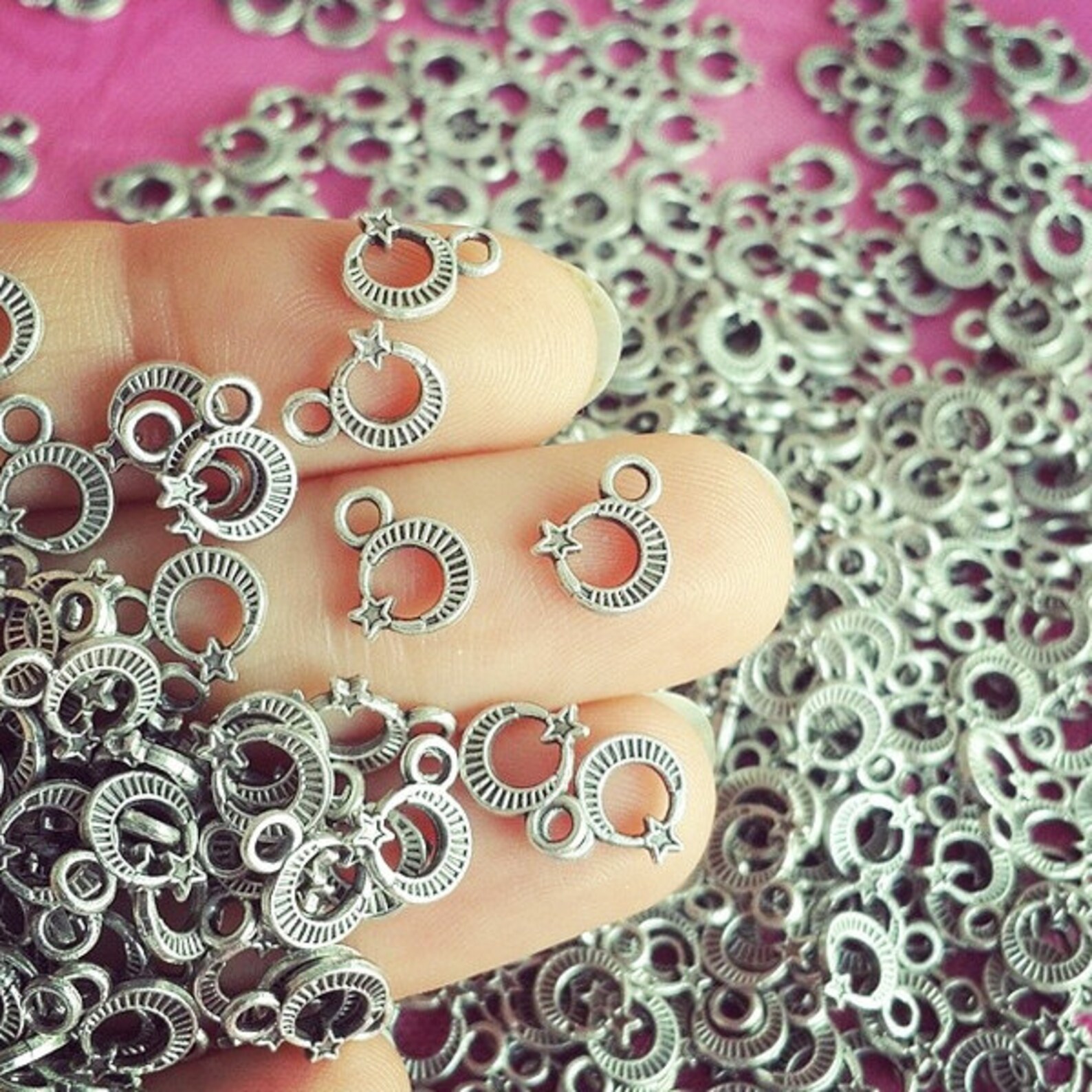 20 Mini Moon Crescent Star Charms 22k Matte Gold Plated | Etsy