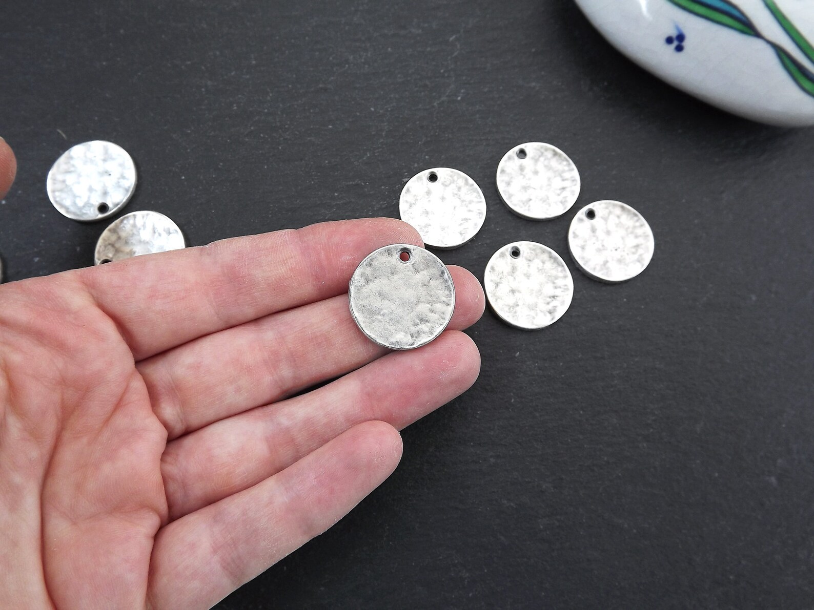 5 Plain Round Rustic Disc Pendants Jewelry Making Supplies - Etsy
