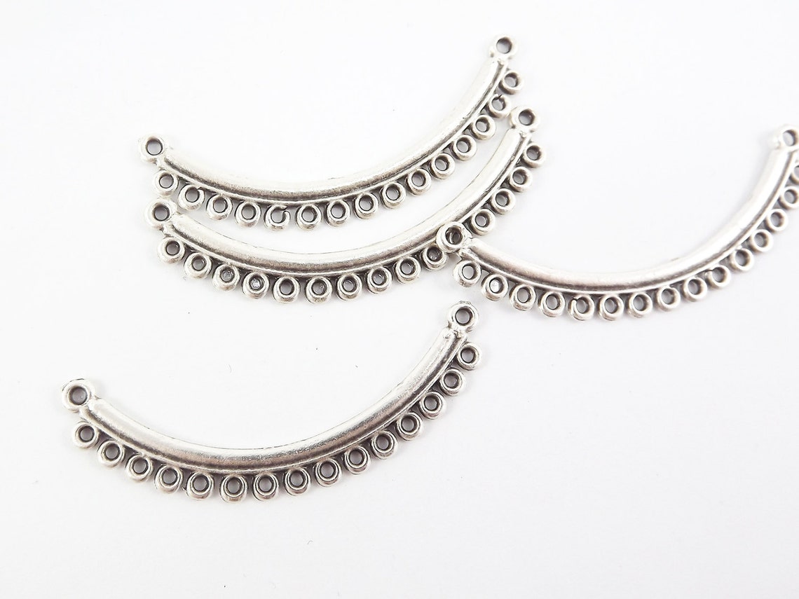 4 Looped Curve Bar Connector - Matte Silver Plated - Etsy