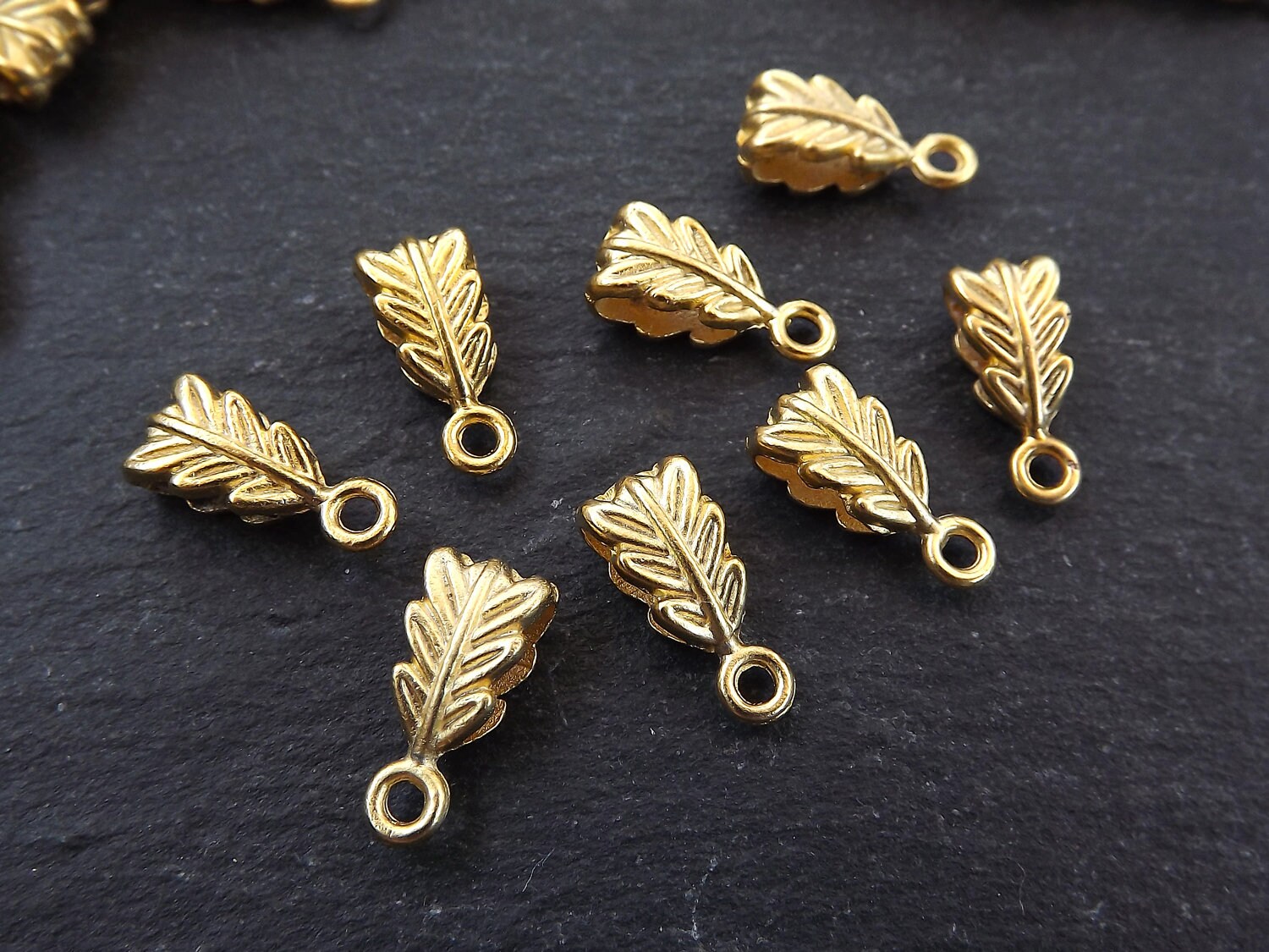 Gold Leaf Bails Mini Bails Pendant Bails Gold Bails Small | Etsy