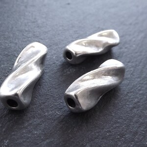 Large Long Twisted Metal Tube Beads Matte Silver Plated Brass 3pc - Etsy